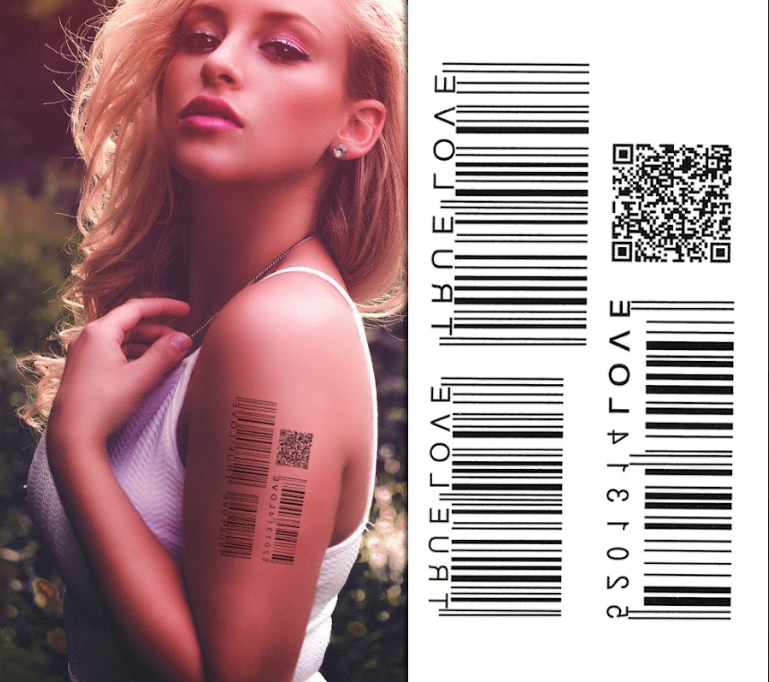 TRUELOVE Barcodes and QR Code - Temporary Tattoo – Fake Kandy Tattoo